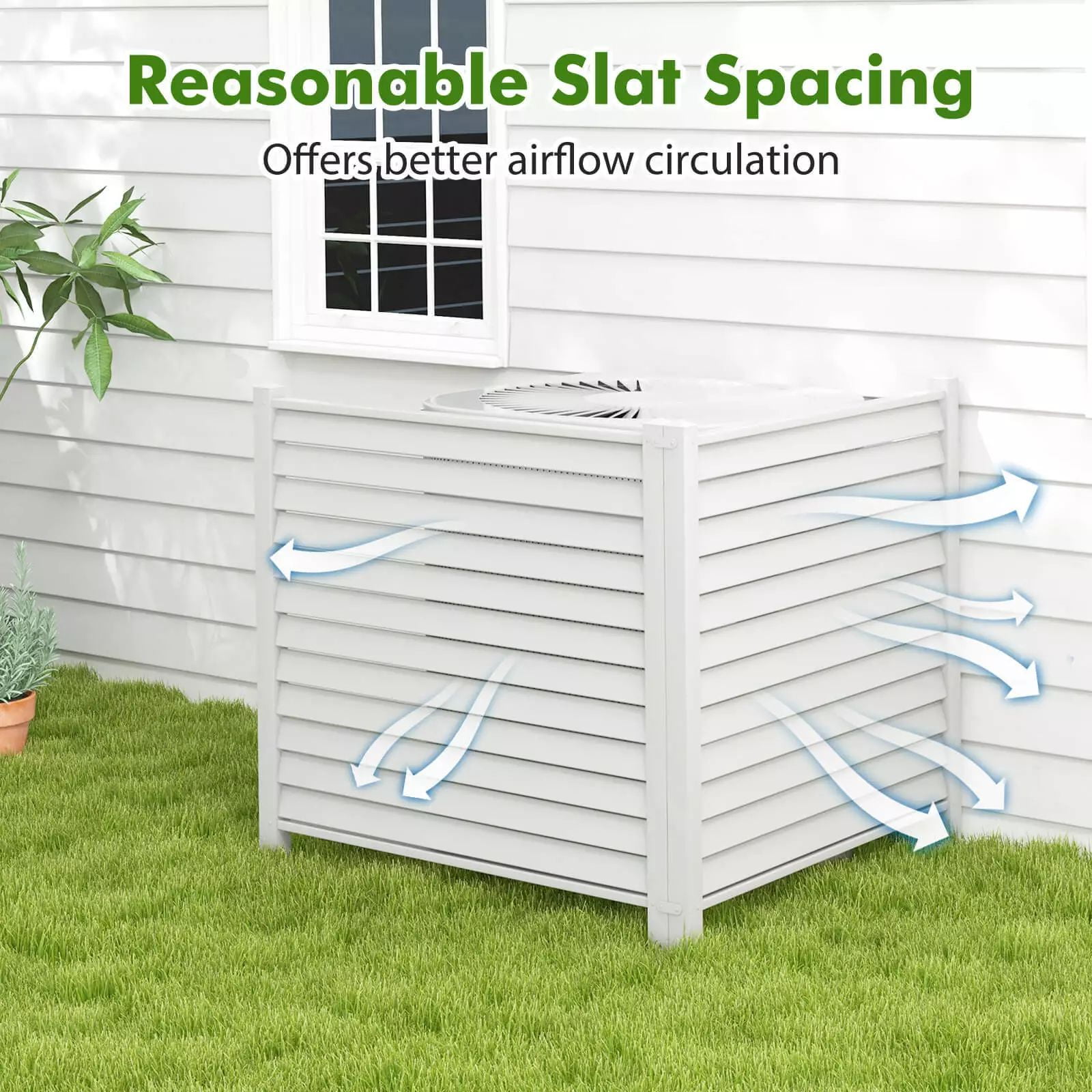 Laicejoy 2 Pack AC Fence Panel, Pool Equipment Enclosure w/Metal Ground ...