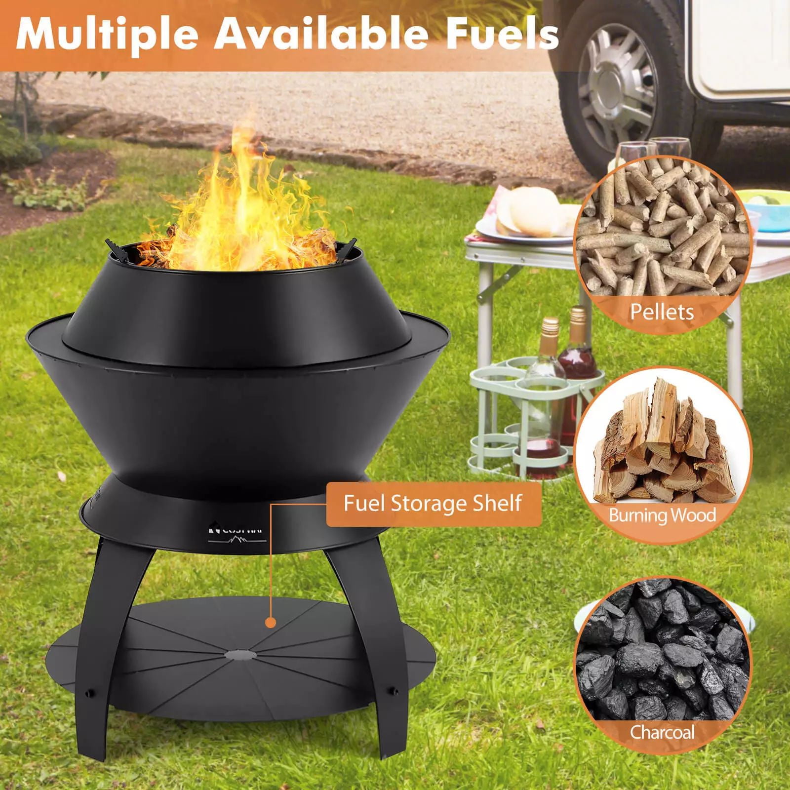 Laicejoy 20 Inch Smokeless Fire Pit, Wood Burning Pellet Firepit w/ Ash ...
