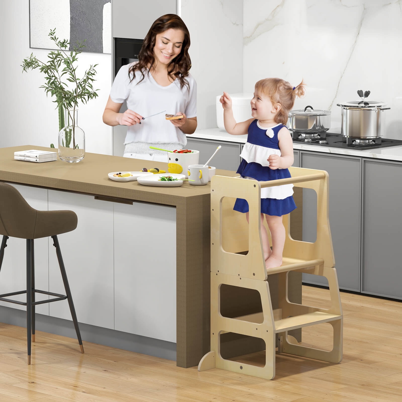 Laicejoy 3-in-1 Kids Kitchen Step Stool, Toddler Learning Stool Tower w ...