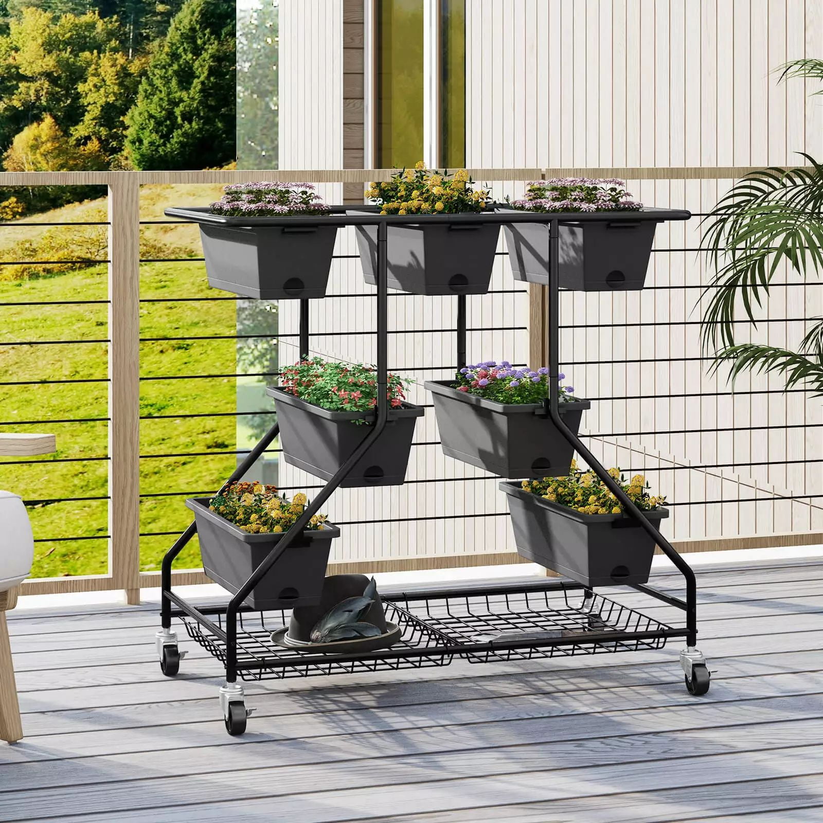 Laicejoy 3-tier Vertical Raised Garden Bed, Outdoor Planter Stand w/7 ...