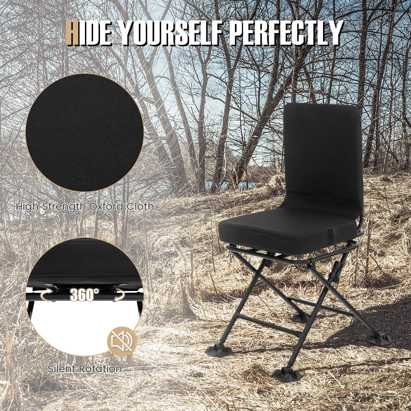 Laicejoy 360 Degree Swivel Hunting Chair, Folding Hunter Blind Chair w ...