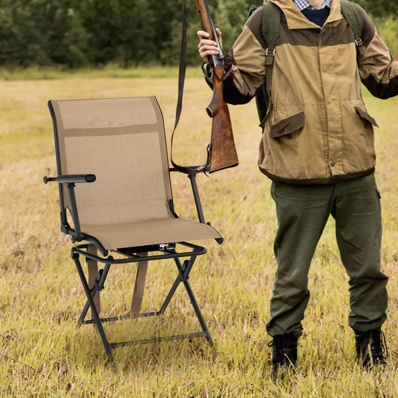 Laicejoy 360° Silent Swivel Hunting Chair for Blinds, Foldable Hunter ...