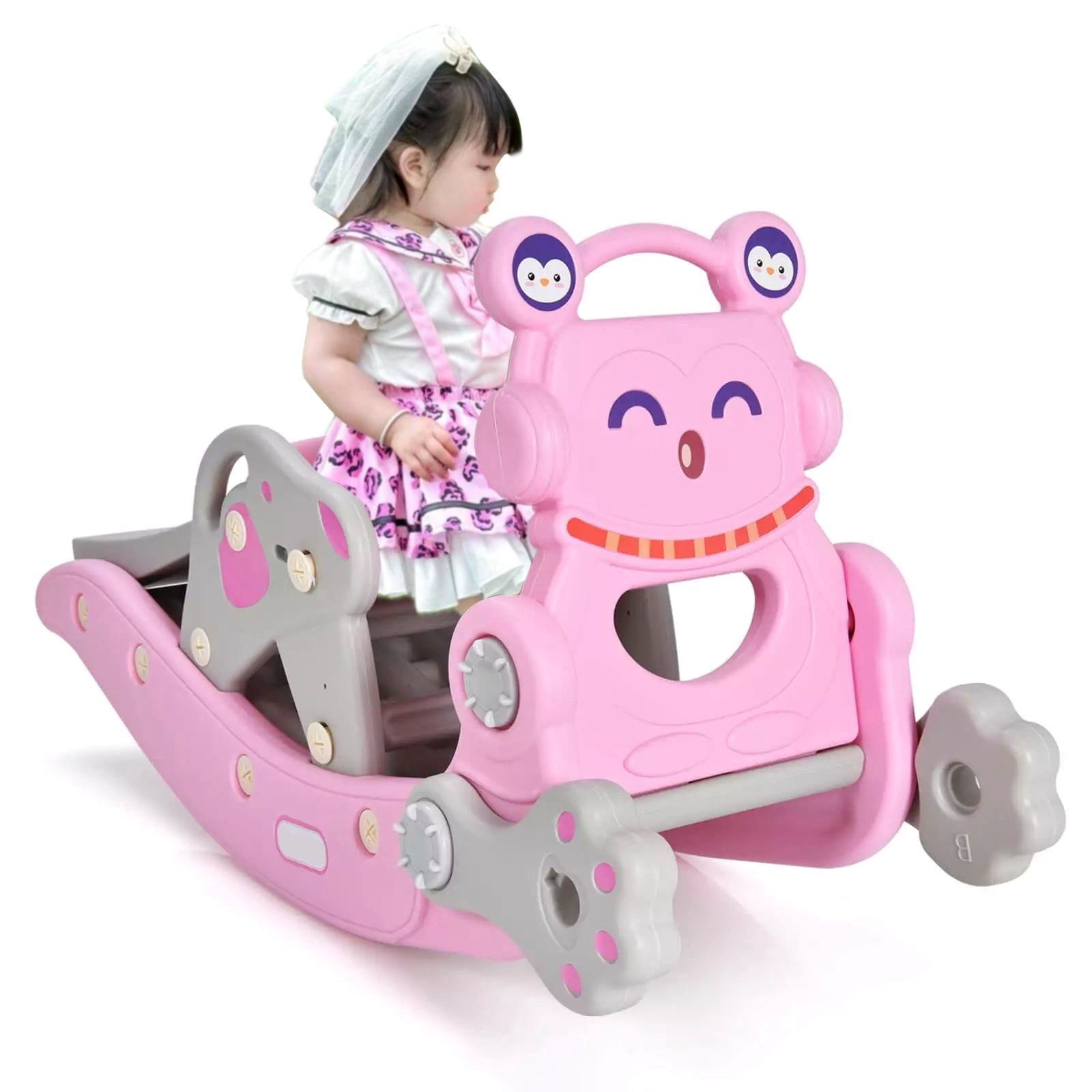 Laicejoy 4-In-1 Rocking Horse & Slide Set, Multifunctional Rocking ...
