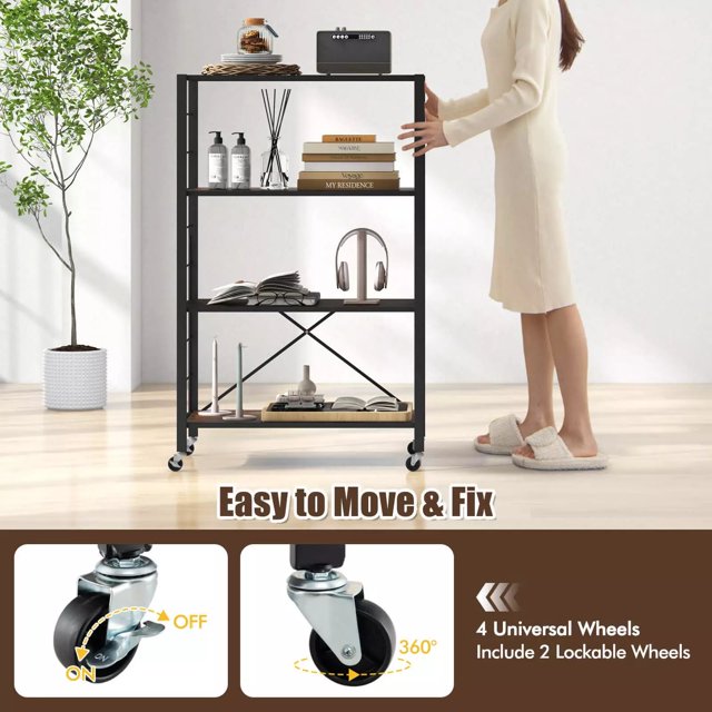 Laicejoy 4-Tier Foldable Storage Shelf, Collapsible Shelving Unit ...