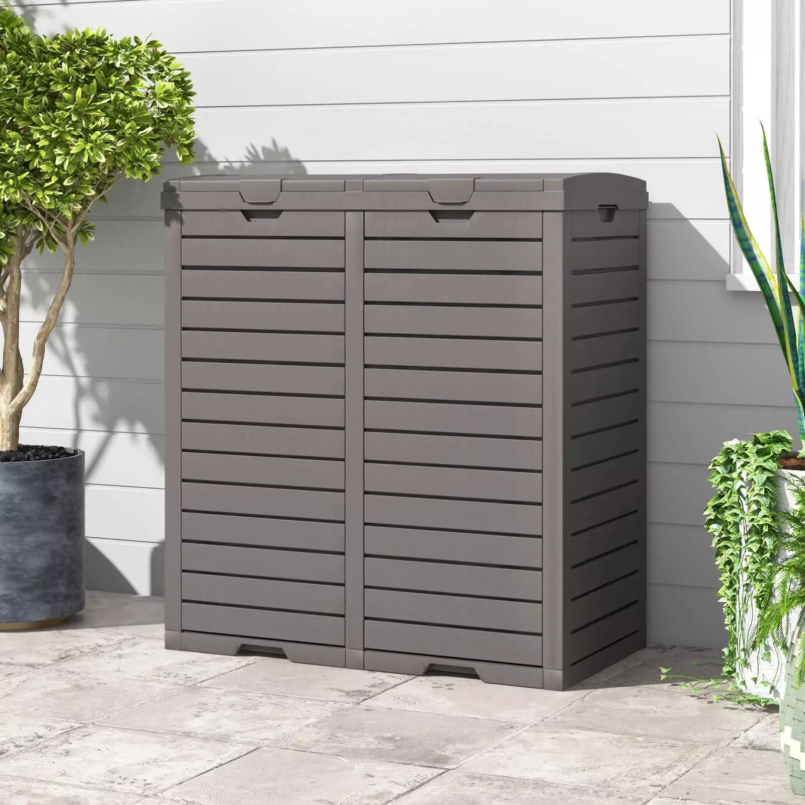 Laicejoy 62 Gallon Outdoor Trash Can, Waterproof Double Bucket Waste ...