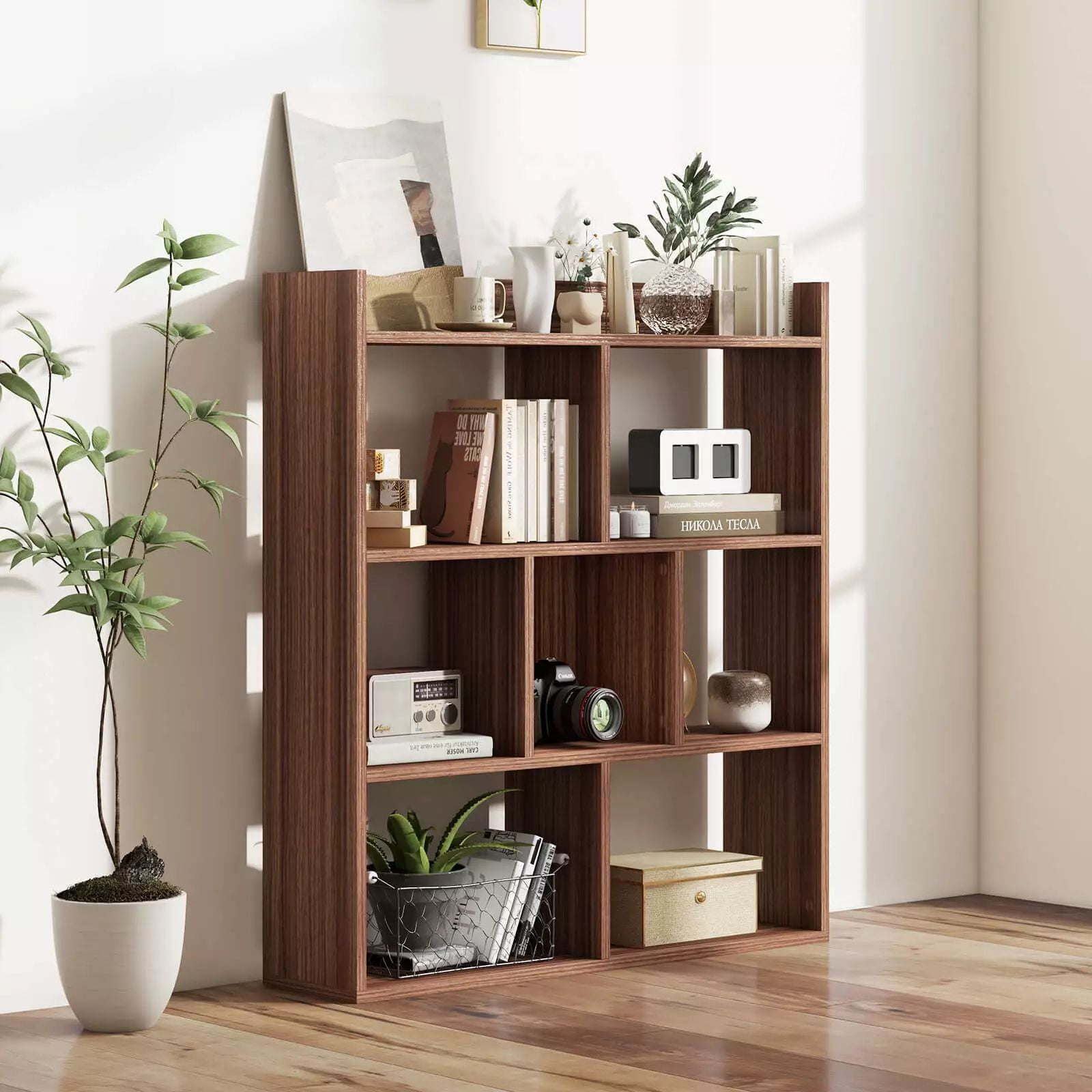 Laicejoy 7 Cubes Open-back Bookshelf, Home Storage Display Shelf ...