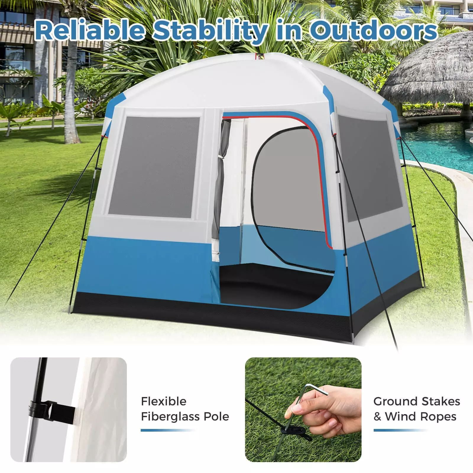 Laicejoy Camping Tent for 3-5 People Cabin Shelter w/ Large Double ...