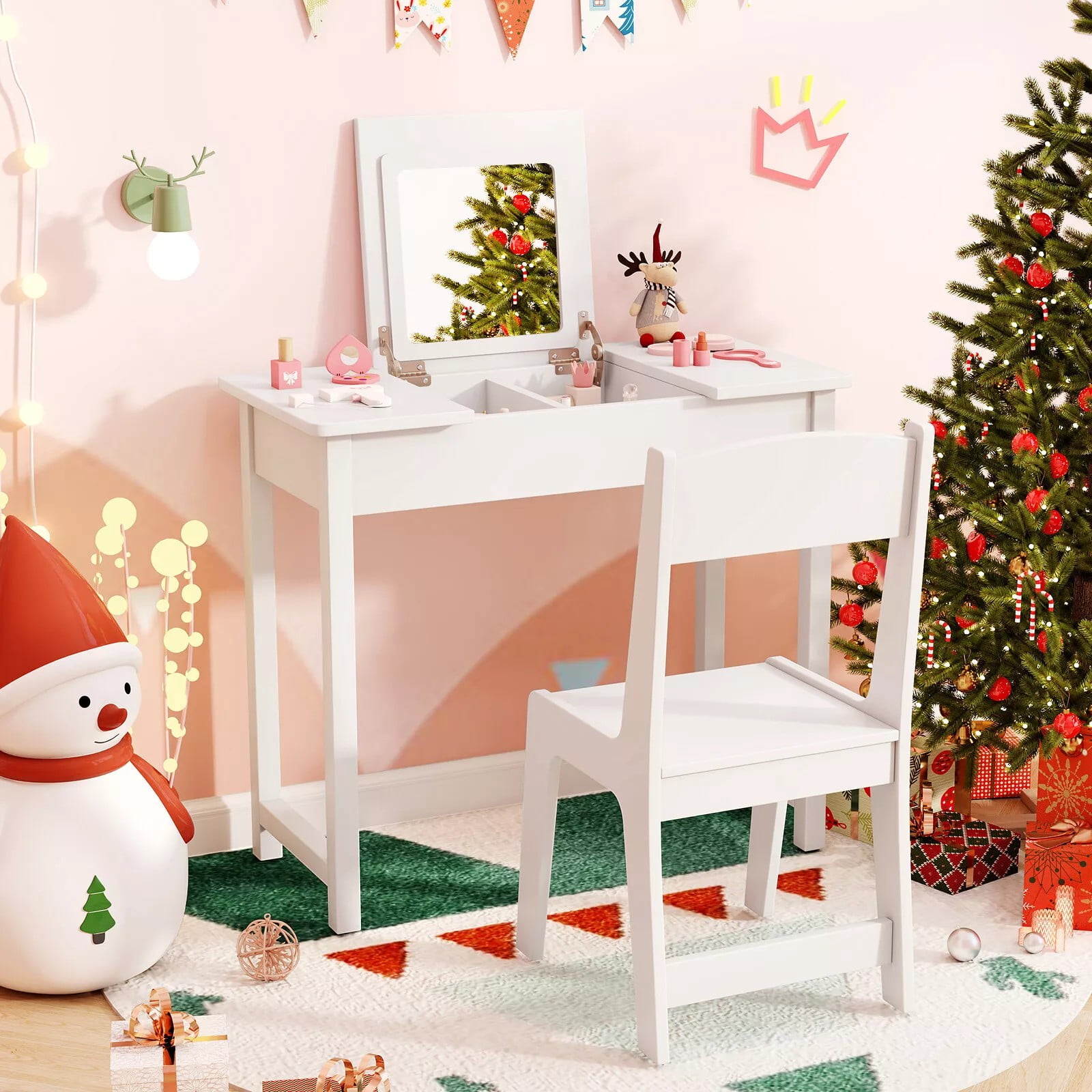 Laicejoy Kids Vanity, 2-In-1 Princess Dressing Table & Writing Desk ...