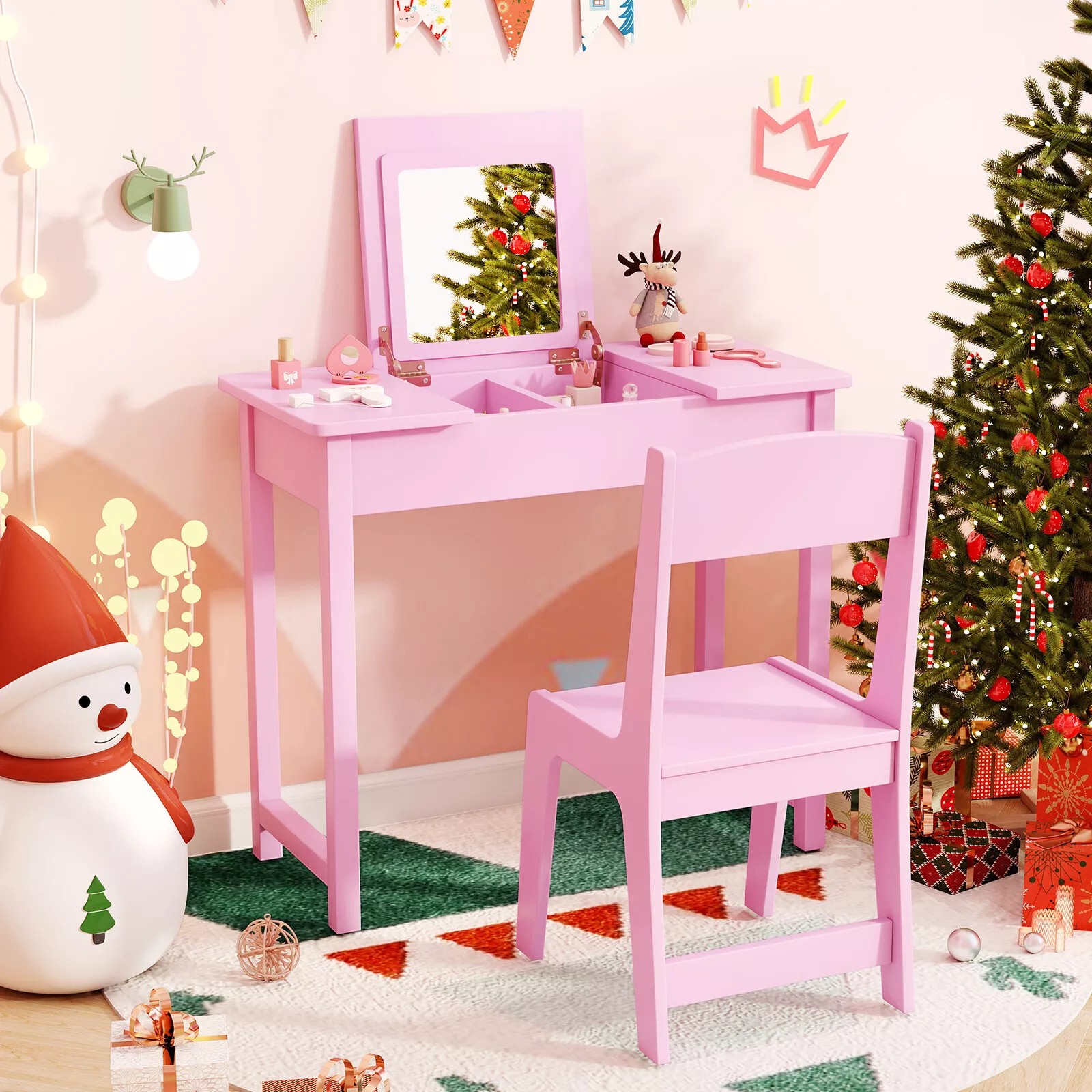 Laicejoy Kids Vanity, 2-In-1 Princess Dressing Table & Writing Desk ...