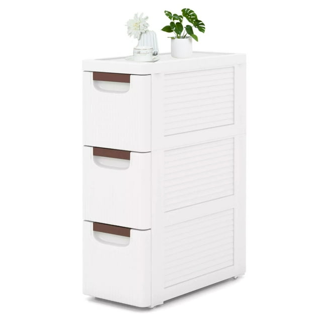 Laicejoy Narrow Rolling Storage Cabinet, 3-Drawer Slim Plastic Cart ...
