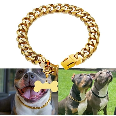 W/W Lifetime Gold Cuban Chain Collar for Small Medium Large American ...