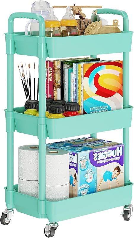 Laiensia 3-Tier Rolling Cart with Wheels,Multifunction Utility Storage ...