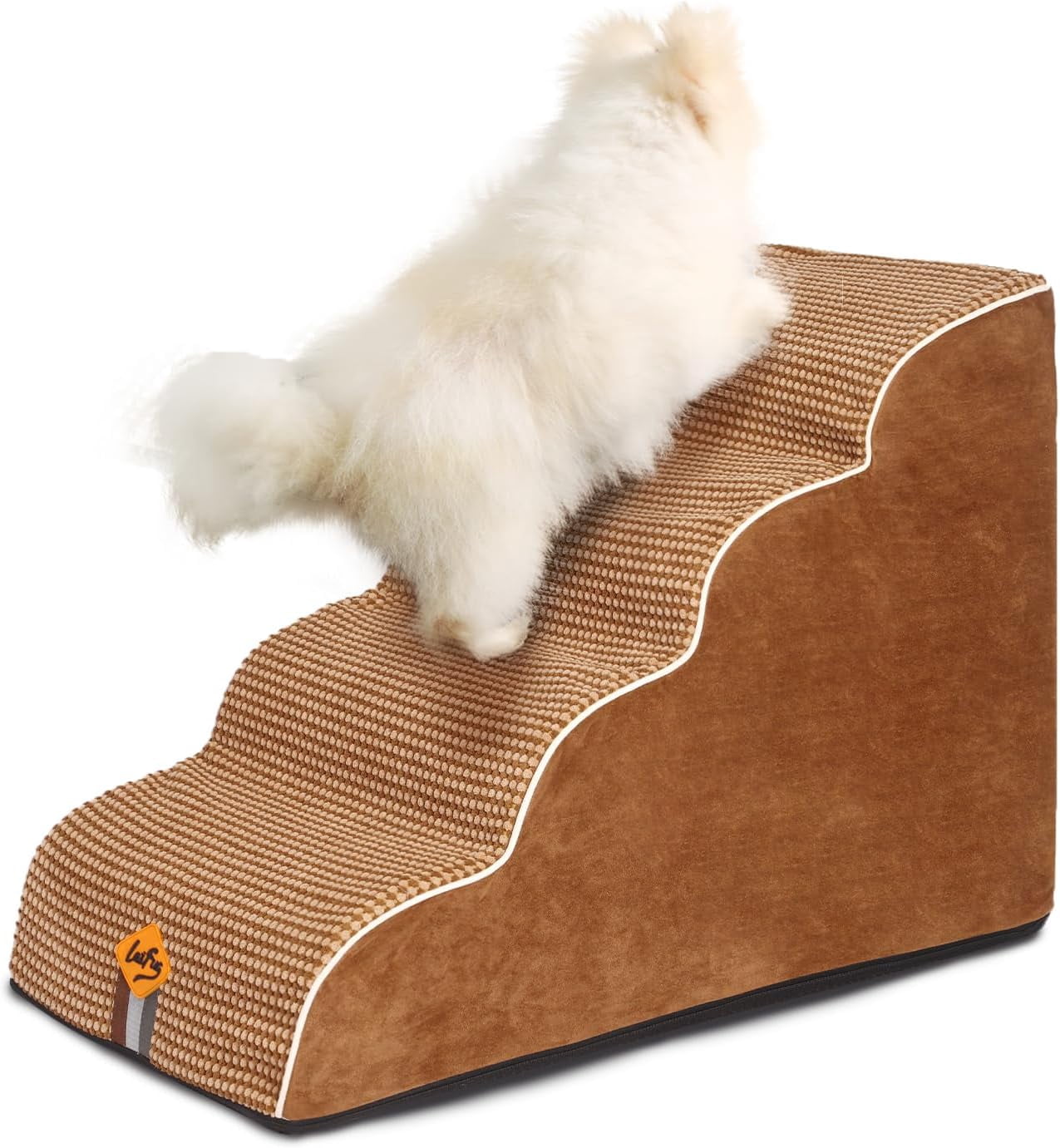 Laifug Curved Dog Stairs, 4-Step Pet Step, High-Density Foam, Removable ...
