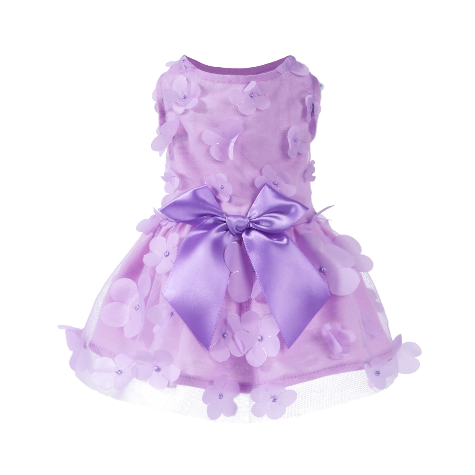 Laifug Dog Dress Puppy Print Princess Dog Dress Cute Party Wear (Purple ...