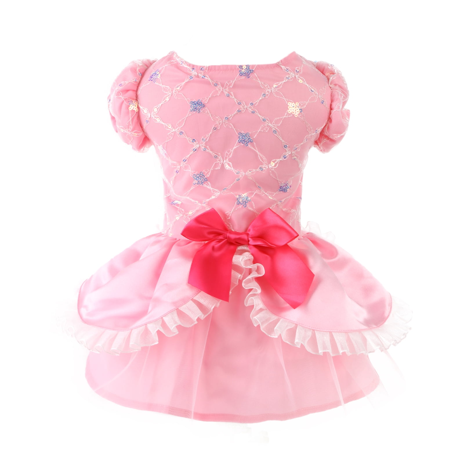 Laifug Pink Sequins Fancy Dog Dress, Princess Dog Dress with Bow Mesh ...