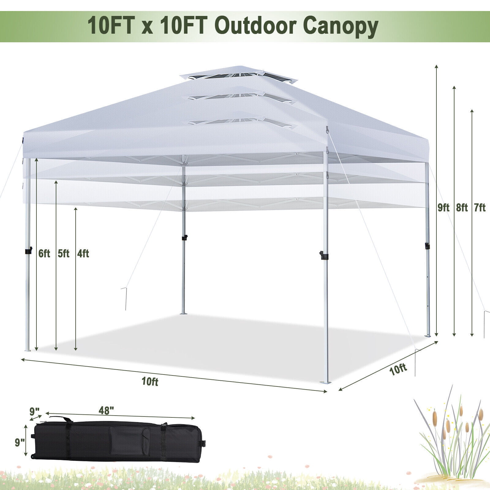 Laijoy 10ft x 10ft Outdoor Pop-up Canopy, Easy Pop-up Canopy Tent w ...