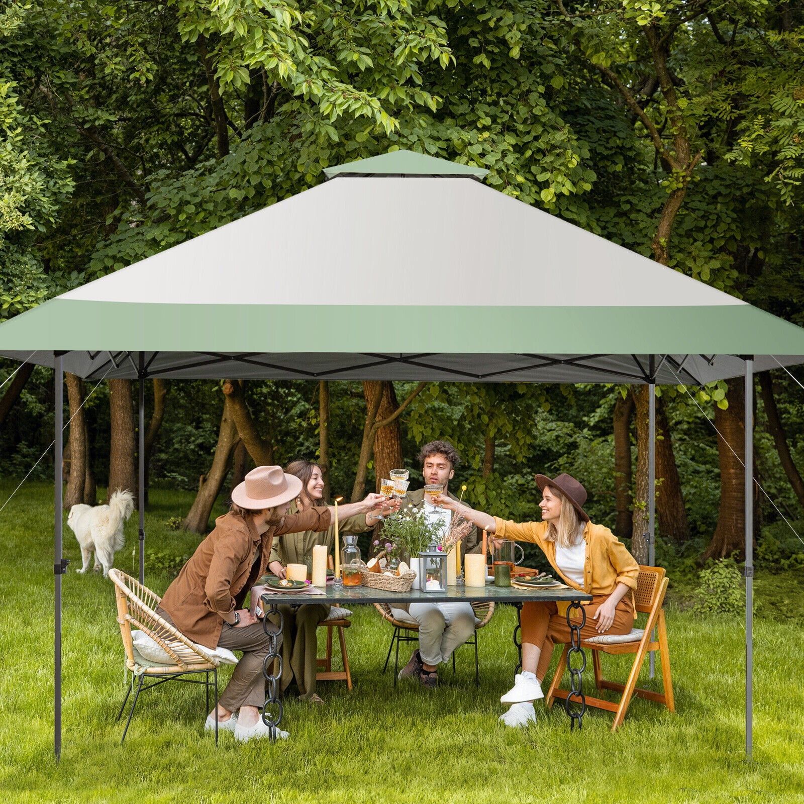Laijoy 13FT x 13FT Pop-Up Gazebo, UV Canopy Tent with 4 Reinforced Ribs ...