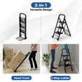 Laijoy 2-In-1 Hand Truck & Ladder, Foldable 3-Step Ladder w/ Non-slip ...