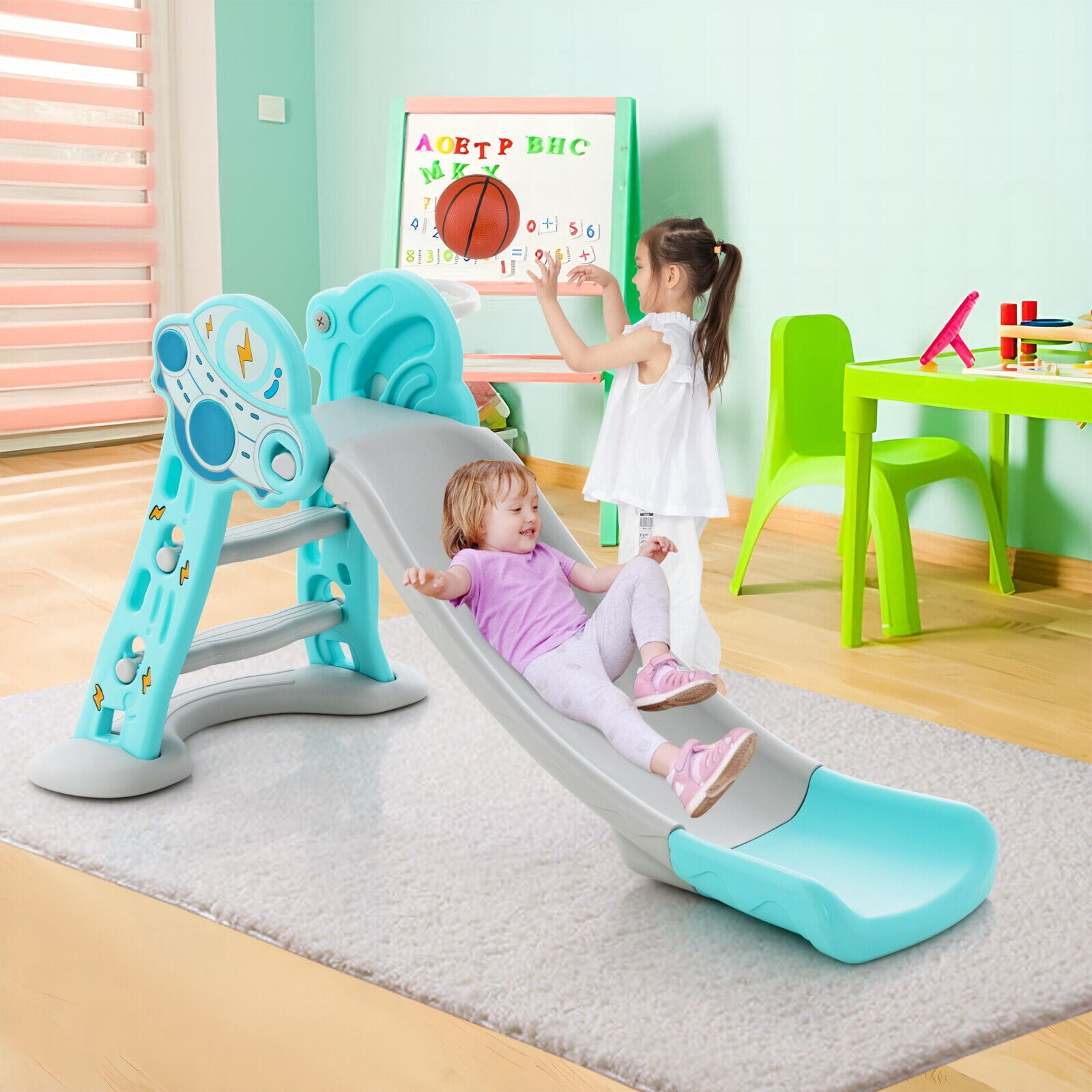 Laijoy 3-in-1 Indoor Slide for Kids, Folding Slide Playset with ...