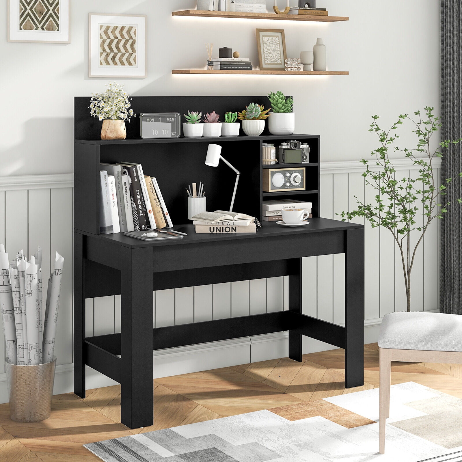 Laijoy Home Office Computer Desk Study Table Writing Workstation Hutch ...