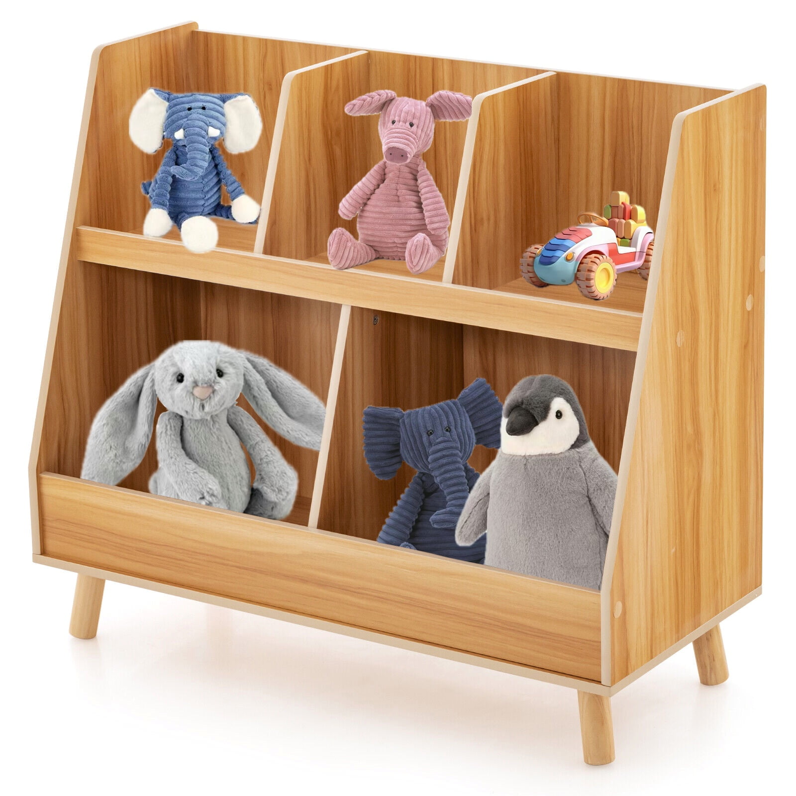 Laijoy Kids Bookshelf, 5-Cube Open Toy Storage Organizer with Solid ...