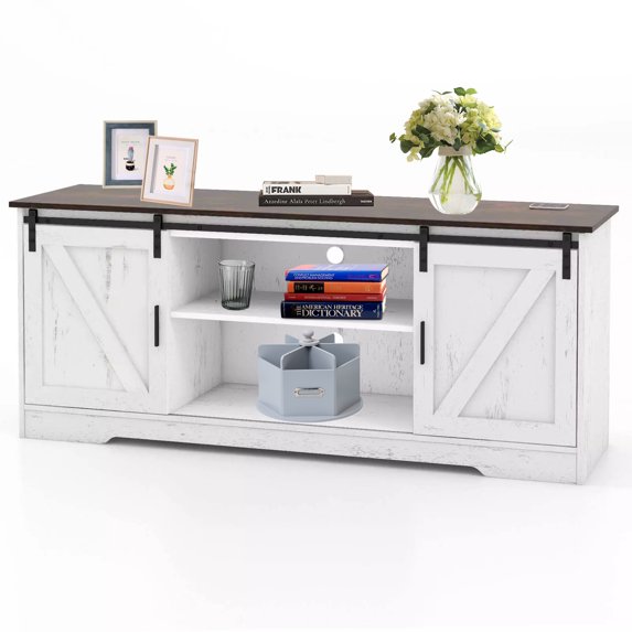 Laijoy TV Stand for 65” TVs with LED Lights Adjustable Brightness Human ...