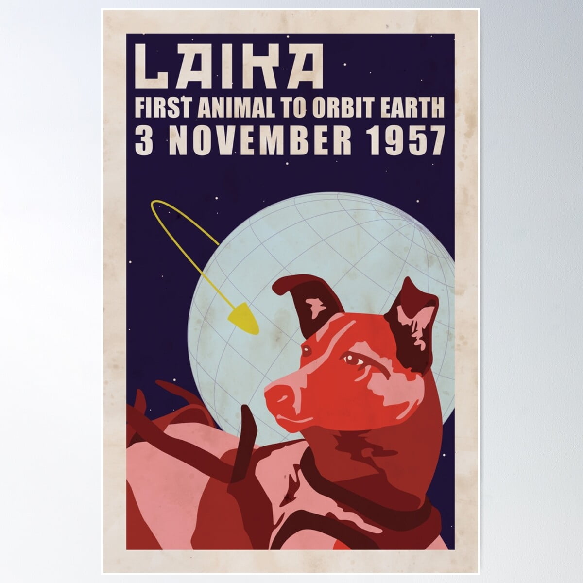 Laika - Space Dog Poster Wall Art, Modern Wall Decor For Living Room ...