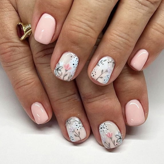 Laikoutd 24Pcs Press on Nails French Tip Square Nails Tips Designs Fake ...