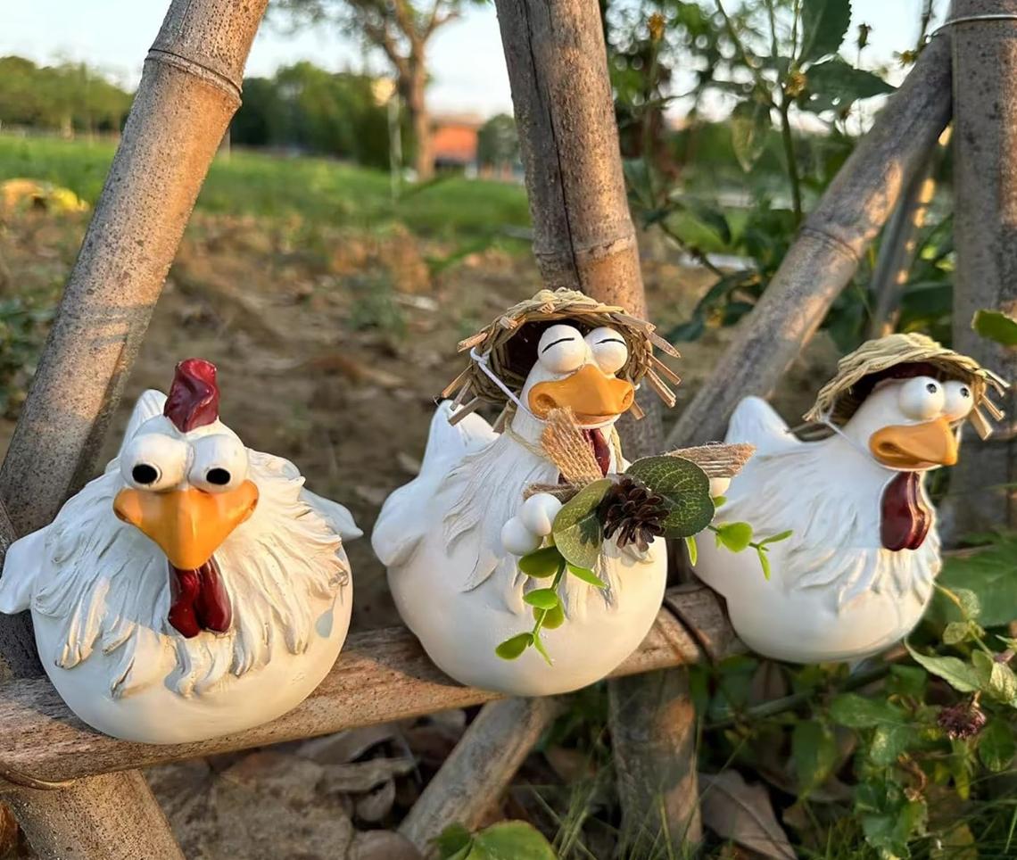 Laimis Whimsical Chicken Sculptures - Cute Farm Animal Statues for ...