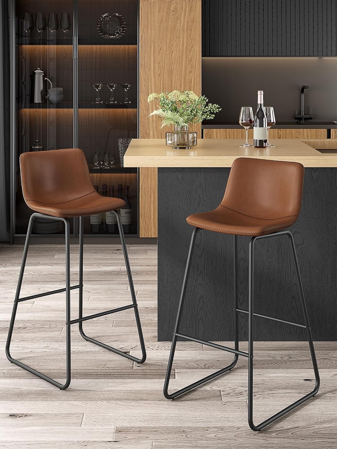 LainTene 26" Bar Stools Set of 2 – Faux Leather Counter Height Stools ...