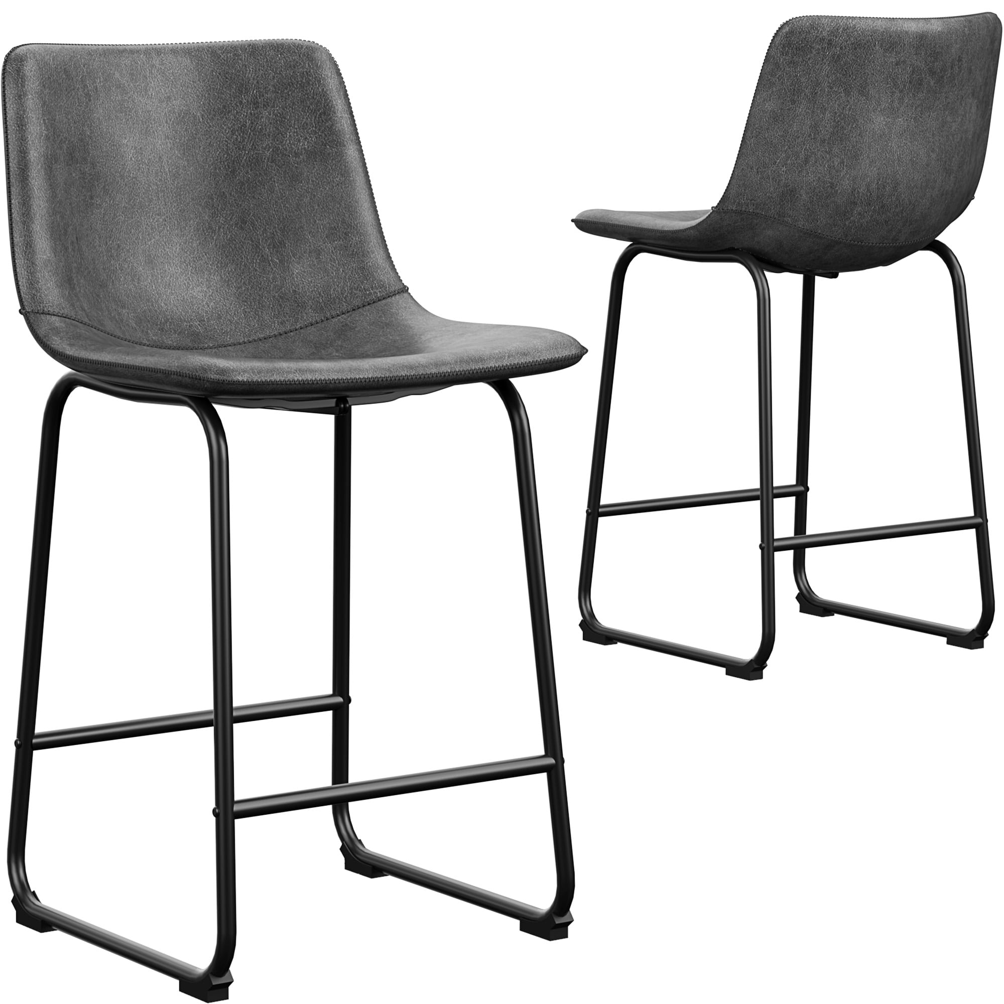 LainTene 26" PU Leather Bar Stools Set of 2 – Modern Counter Height ...