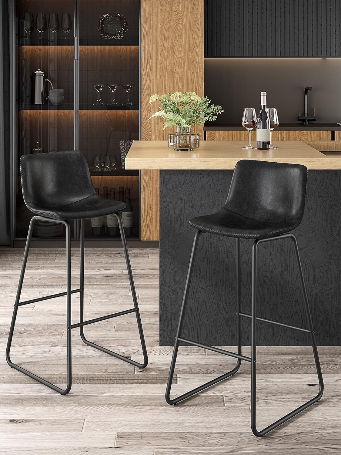 LainTene 30" Bar Stools Set of 2 – Faux Leather Counter Height Stools ...
