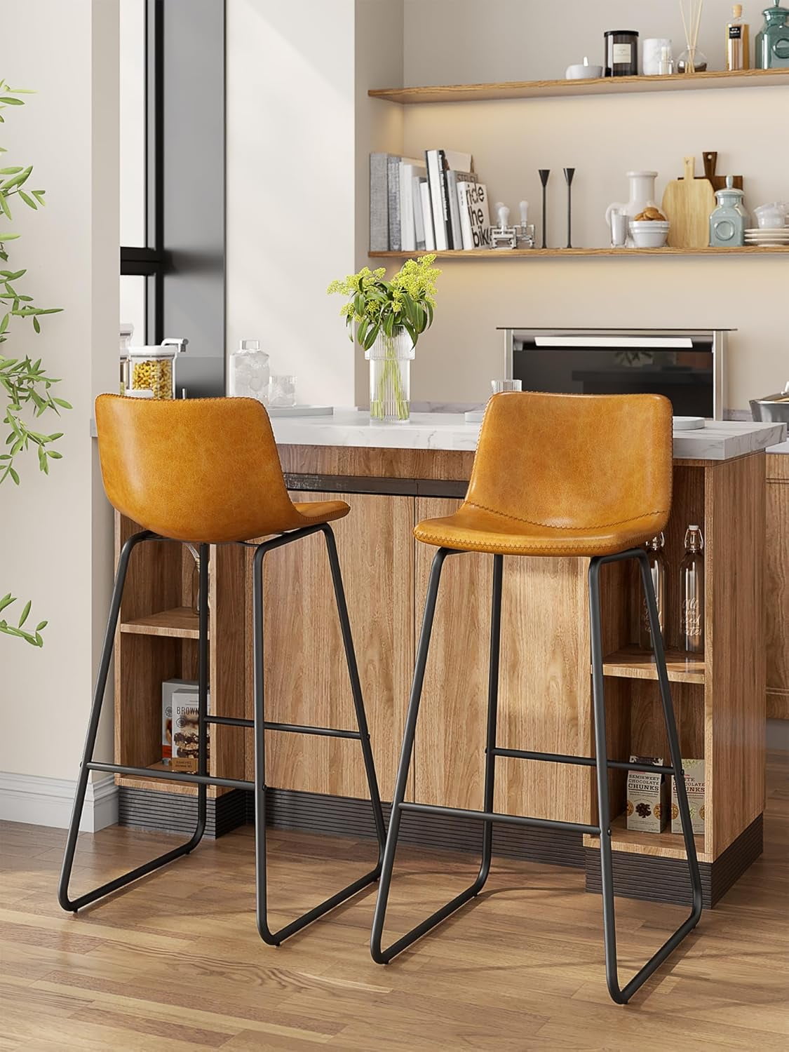LainTene 30" Bar Stools Set of 2 – Faux Leather Counter Height Stools ...
