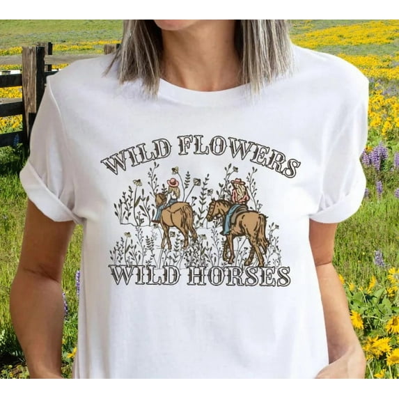 Lainey Wild Flowers Wilson Wild Horses Country Western Graphic Tee ...