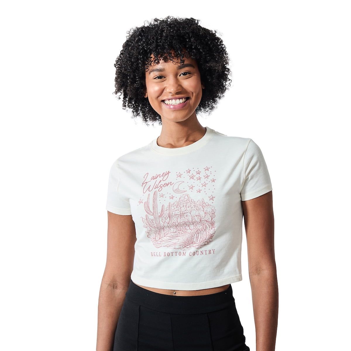 Lainey Wilson Bell Bottom Country Desert Scene Women's Sand Crew Neck Short Sleeve Baby Tee ...