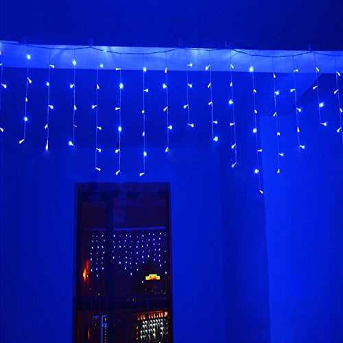 Lainin 3.5M/11Ft 96 Led Blue Linkable Fairy Curtain String Light With 8 ...