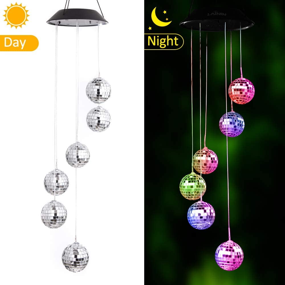 Lainin Color Changing Solar Wind Spinner Disco Ball Shape Solar Wind ...