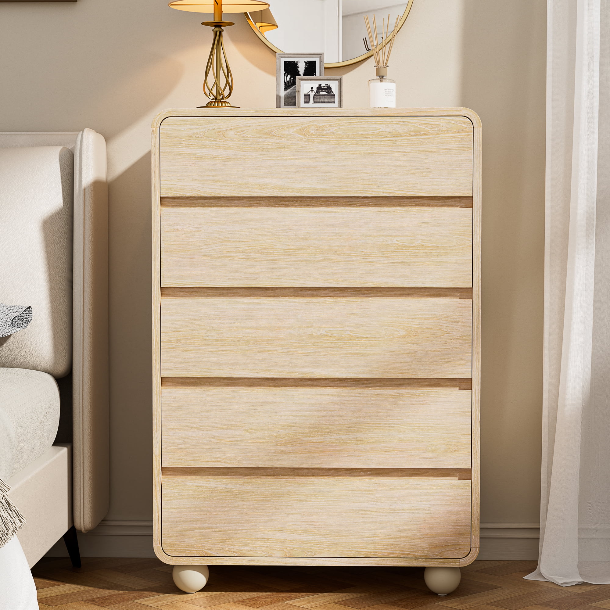 Laintene Tall Dresser 5 Drawer, Modern Wood Dresser for Bedroom, 41 ...