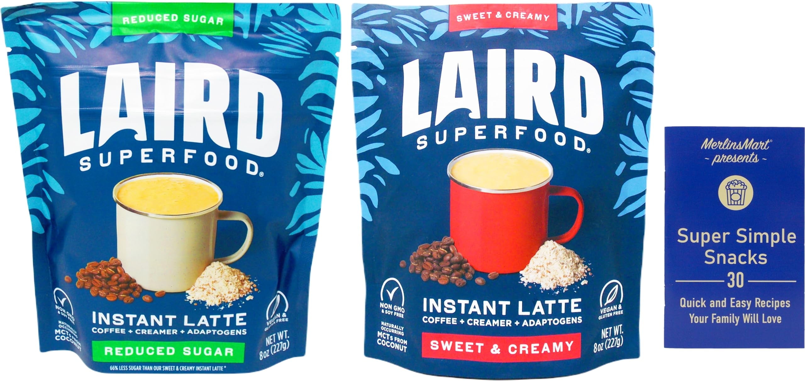 Laird Superfood Instant Latte 2 Flavor Variety - (1) Each: Reduced ...