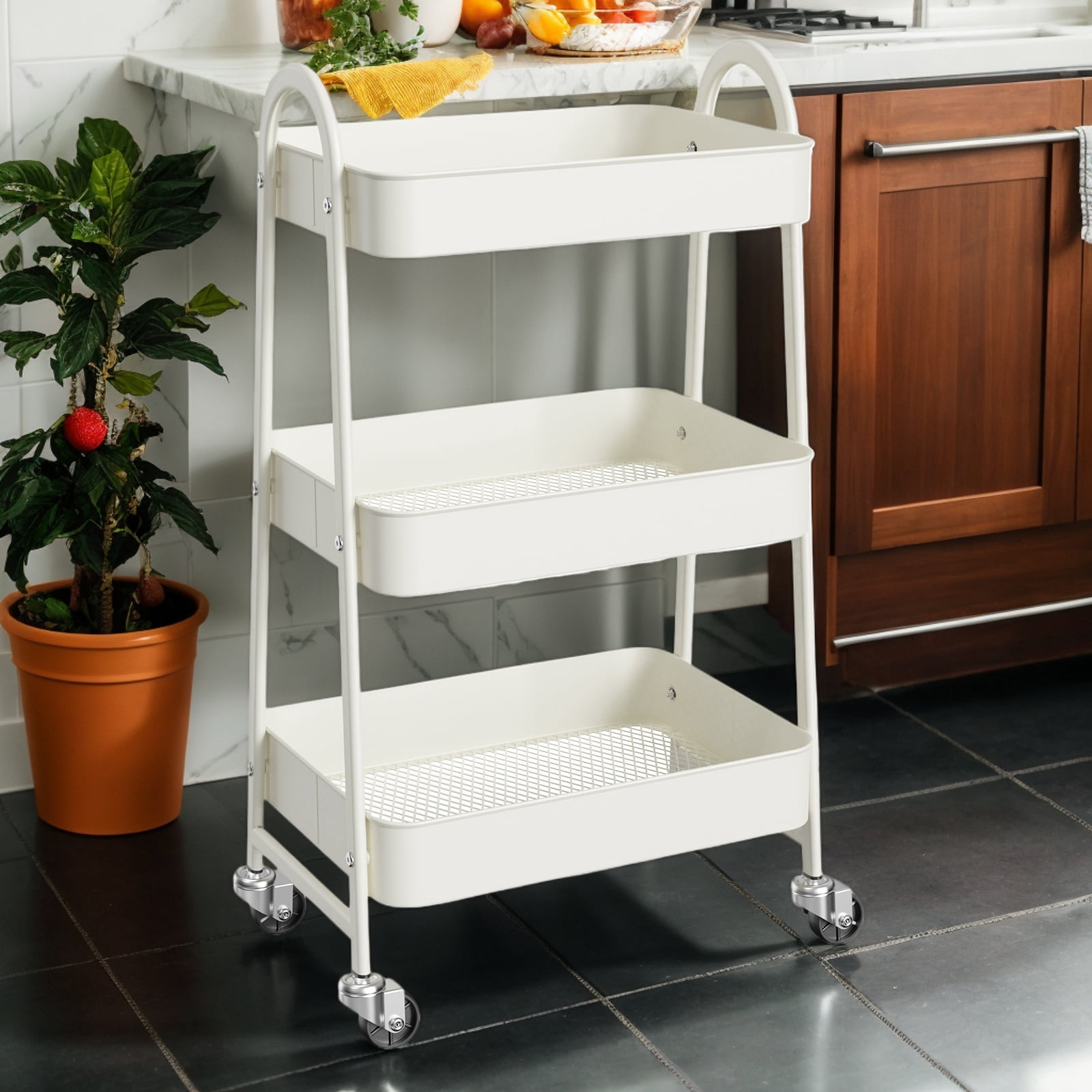 Lairson Storage Cart, 3-Tier Organizer, Robust Metal, Easy Assembly ...