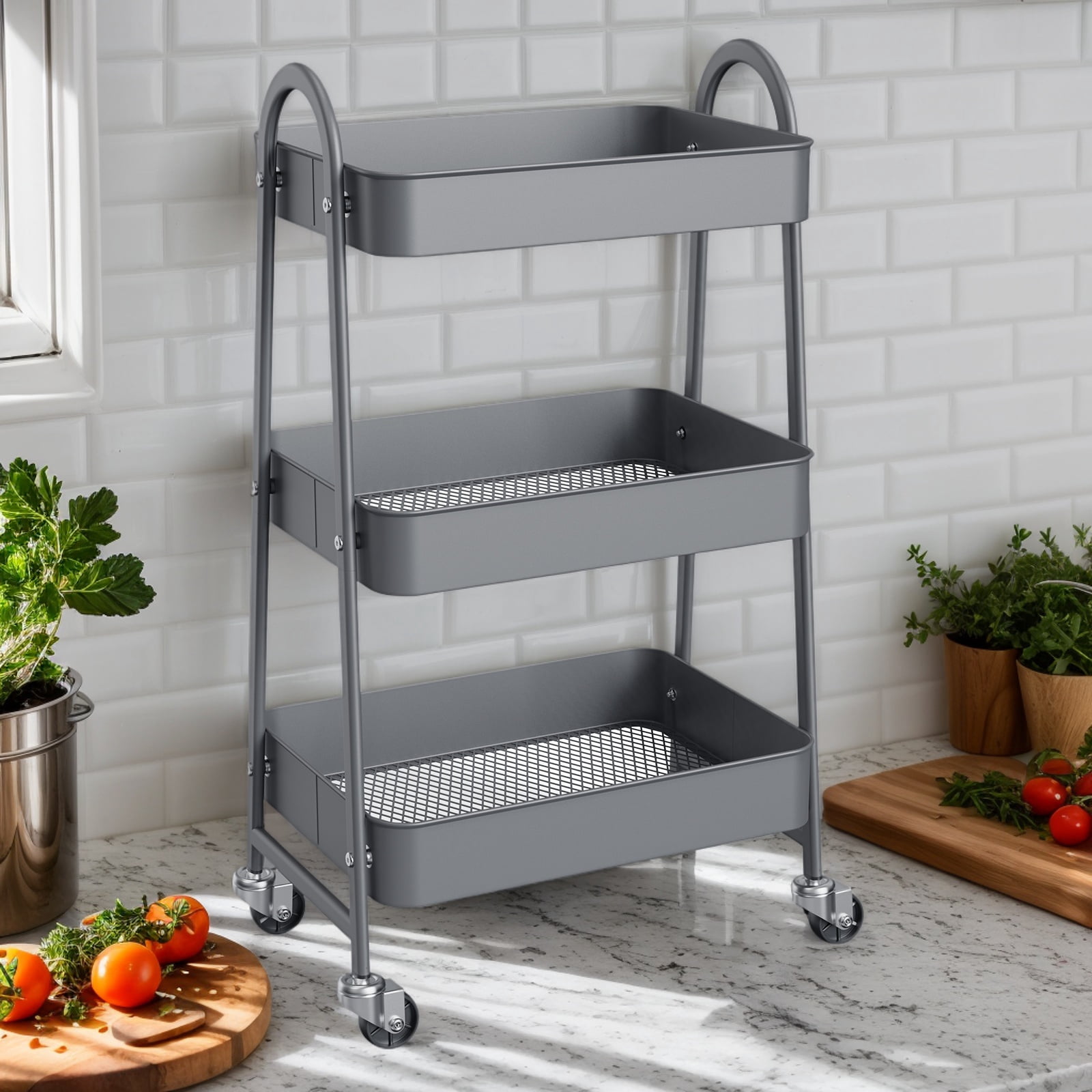 Lairson Storage Cart, 3-Tier Organizer, Robust Metal, Easy Assembly ...