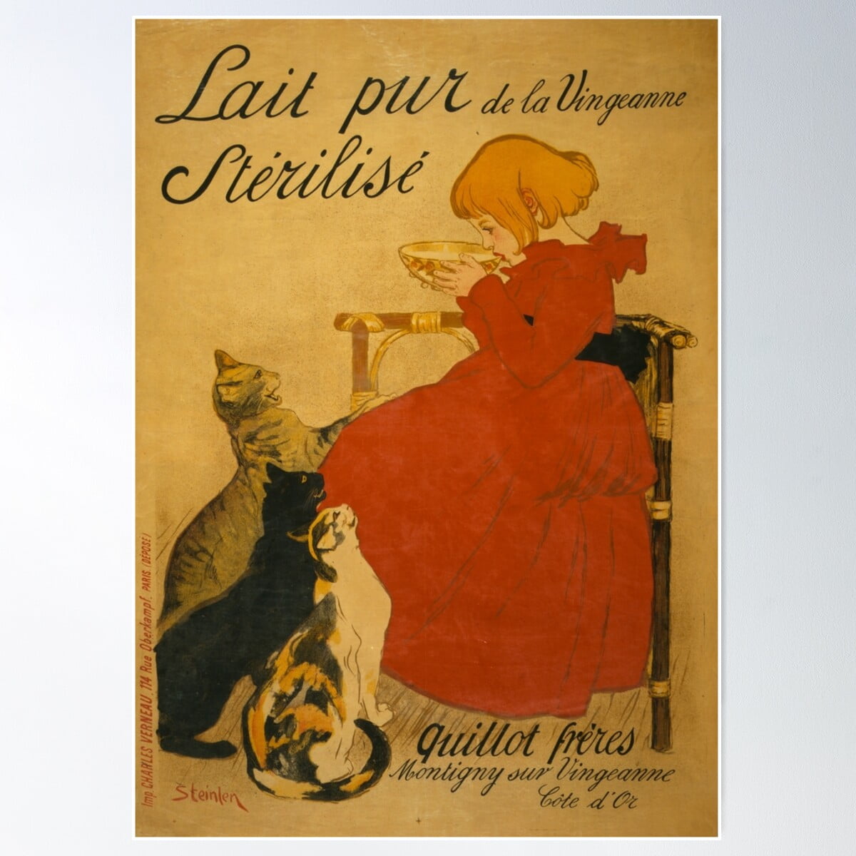 Lait Pur Stérilisé De La Vingeanne - 1895 French Poster Poster Wall Art ...