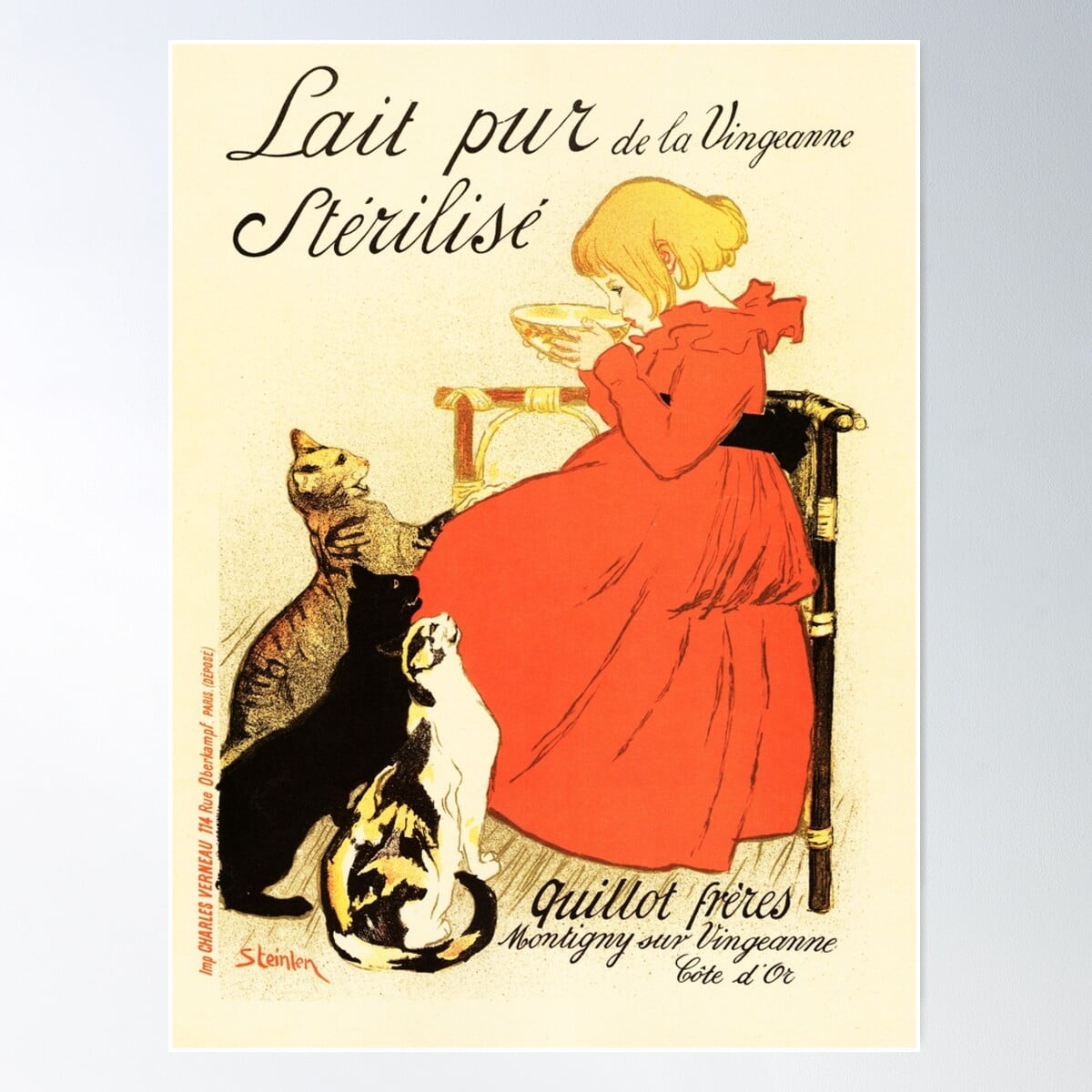 Lait Pur Sterilise Sterilized Fresh Milk Advertisement By Steinlen 1894 ...