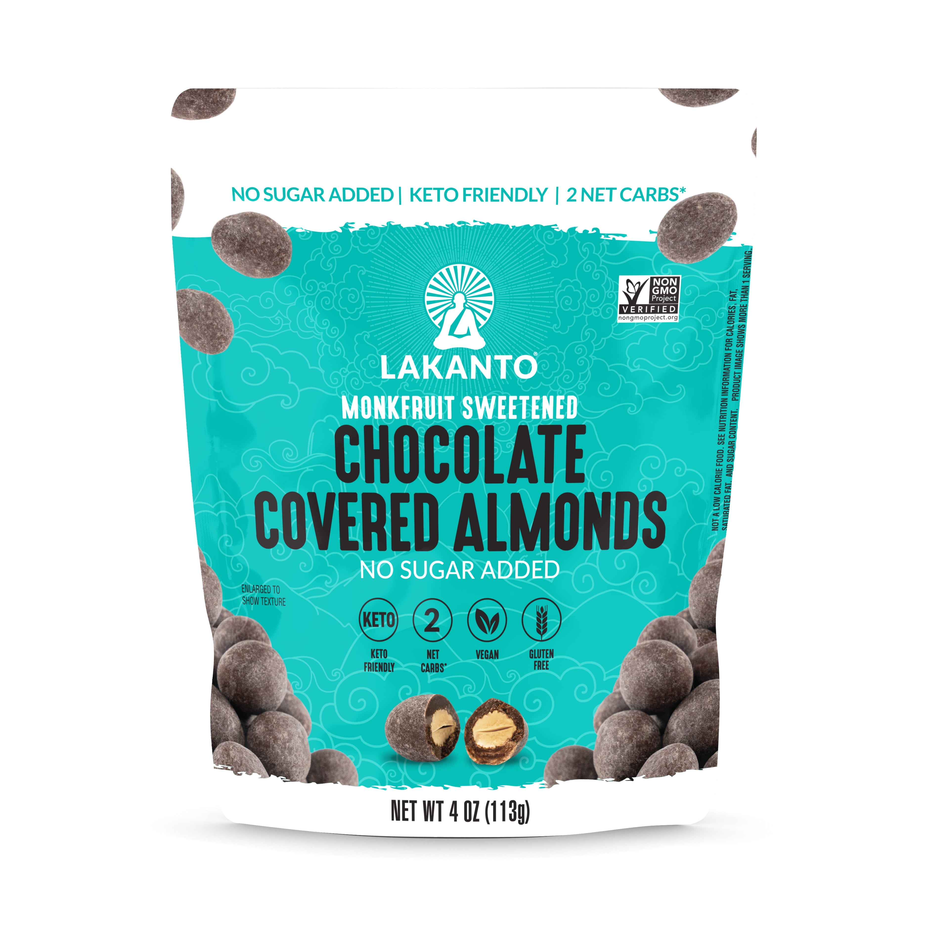 Lakanto Chocolate Covered Almonds - Sweetened with Monk Fruit Sweetener ...