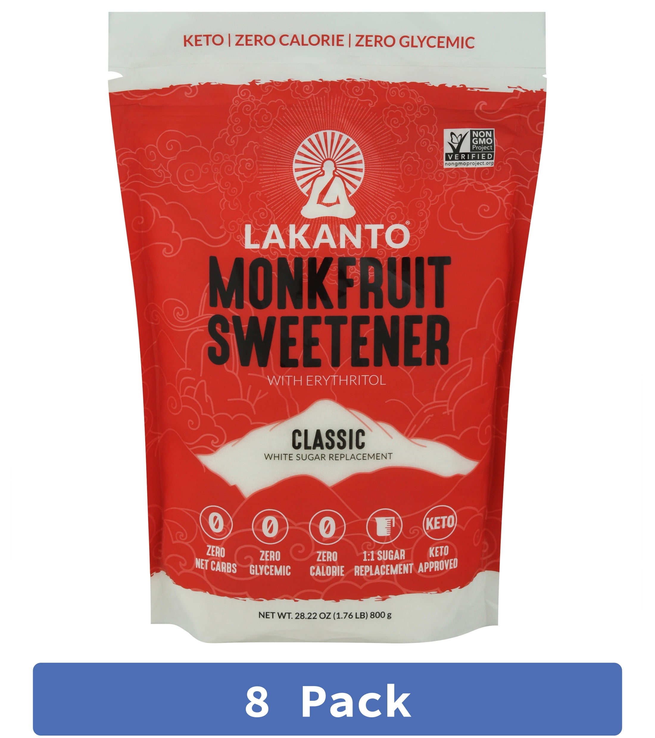 Lakanto Classic Monkfruit Sweetener 28.22 oz (Pack of 8) - Walmart.com