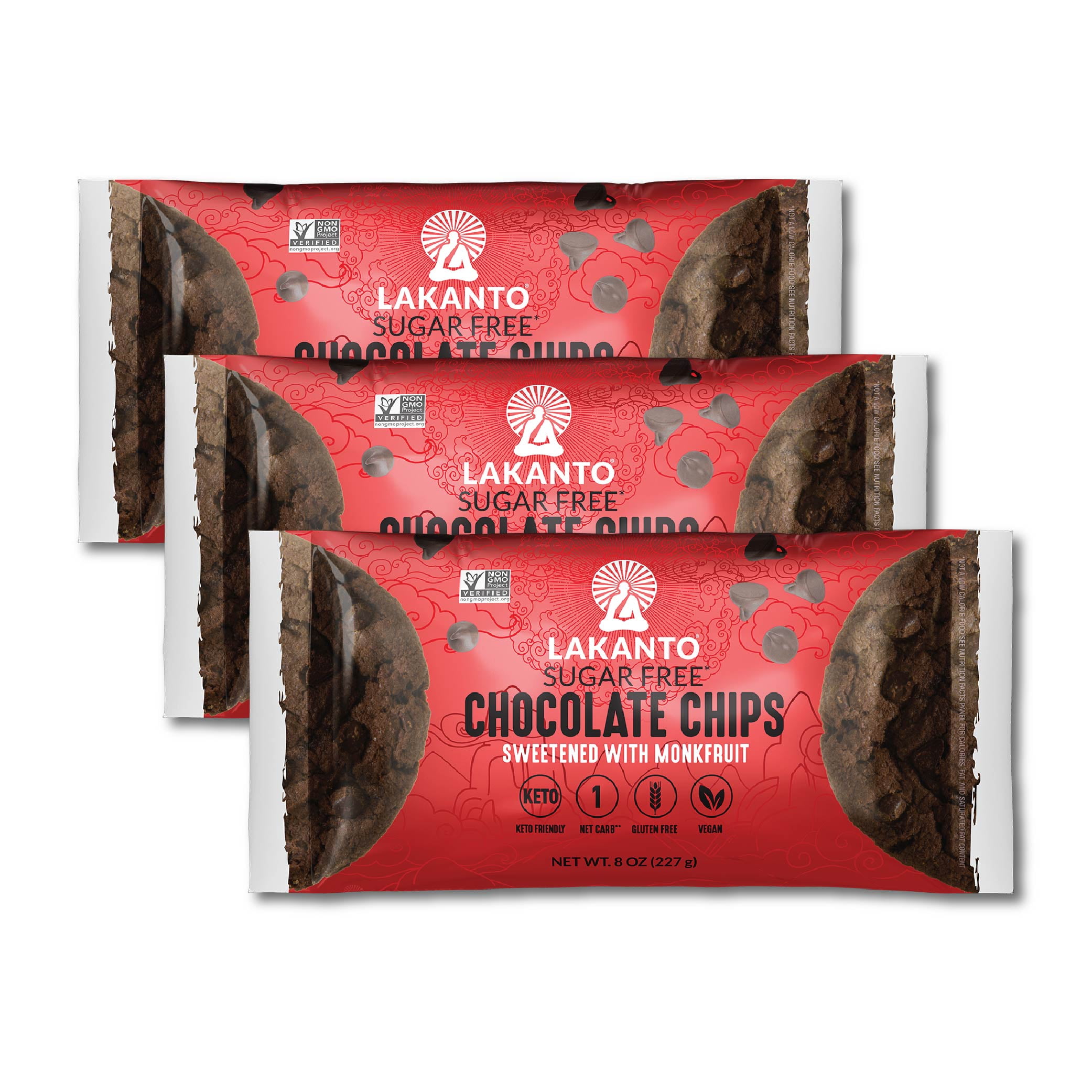 Lakanto Sugar Free Chocolate Chips with Monk Fruit Sweetener 8 oz Pack ...