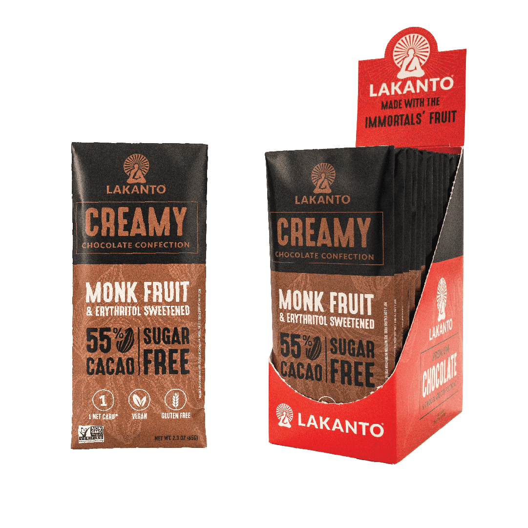 Lakanto Sugar Free Creamy Chocolate Bars - Monk Fruit Sweetener and ...