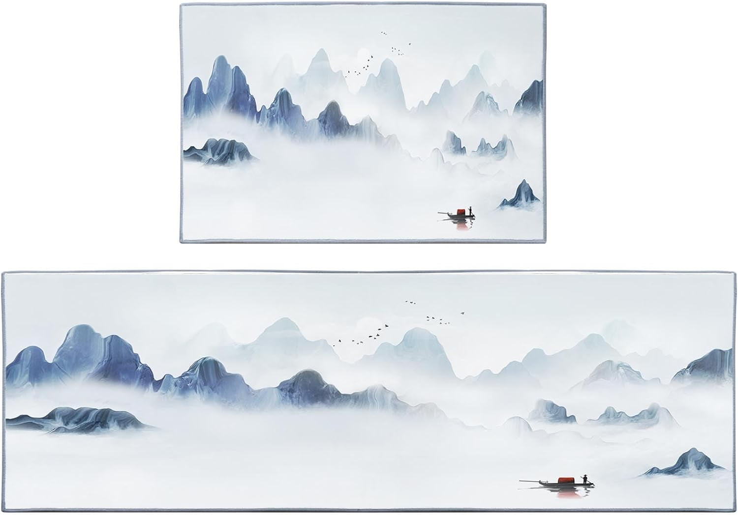 Lake Aesthetic Mountains Kitchen Rugs and Mats Non Skid Washable Set of ...