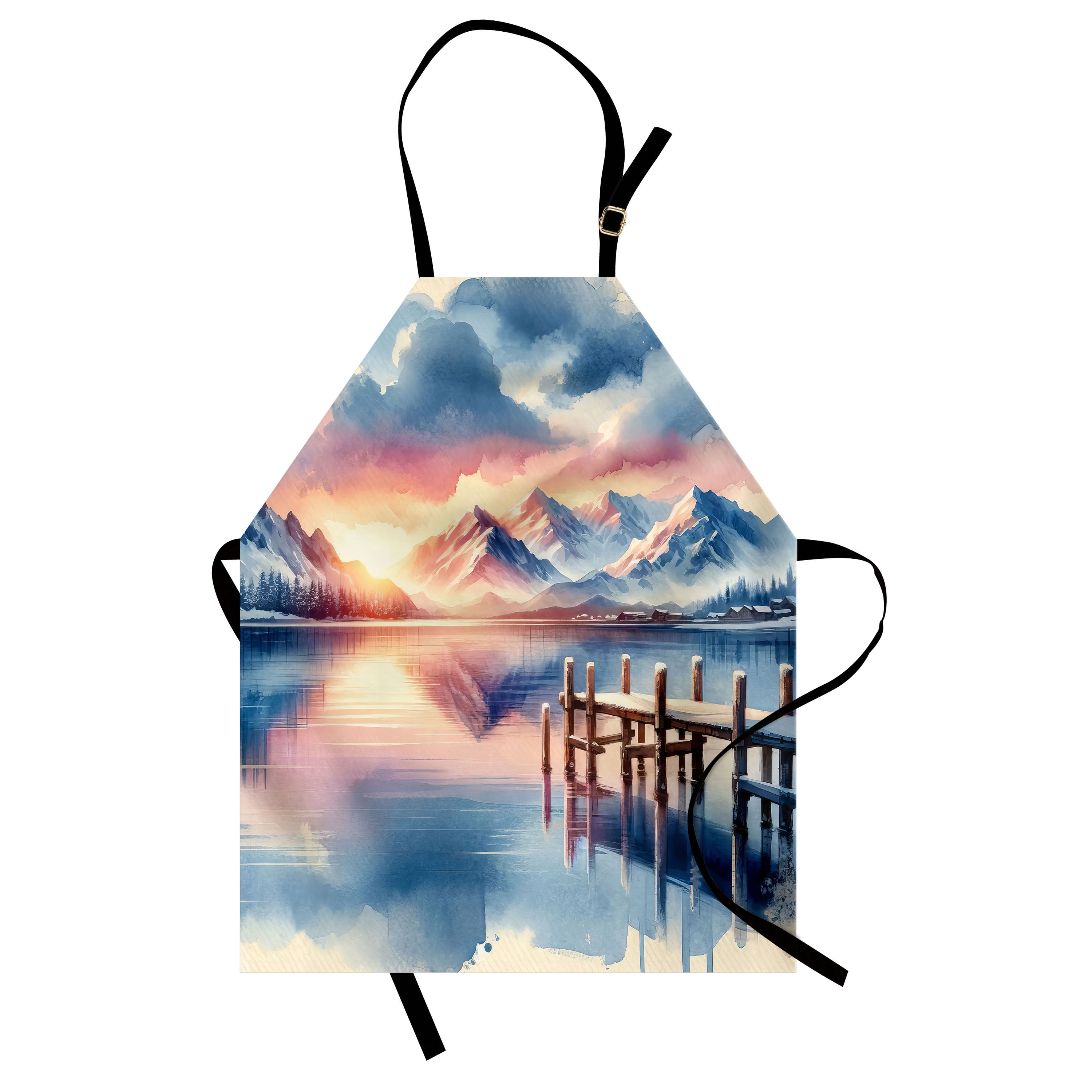Lake Apron, Pastel Colors Landscape with Clouds Sunset Sky Mountains ...