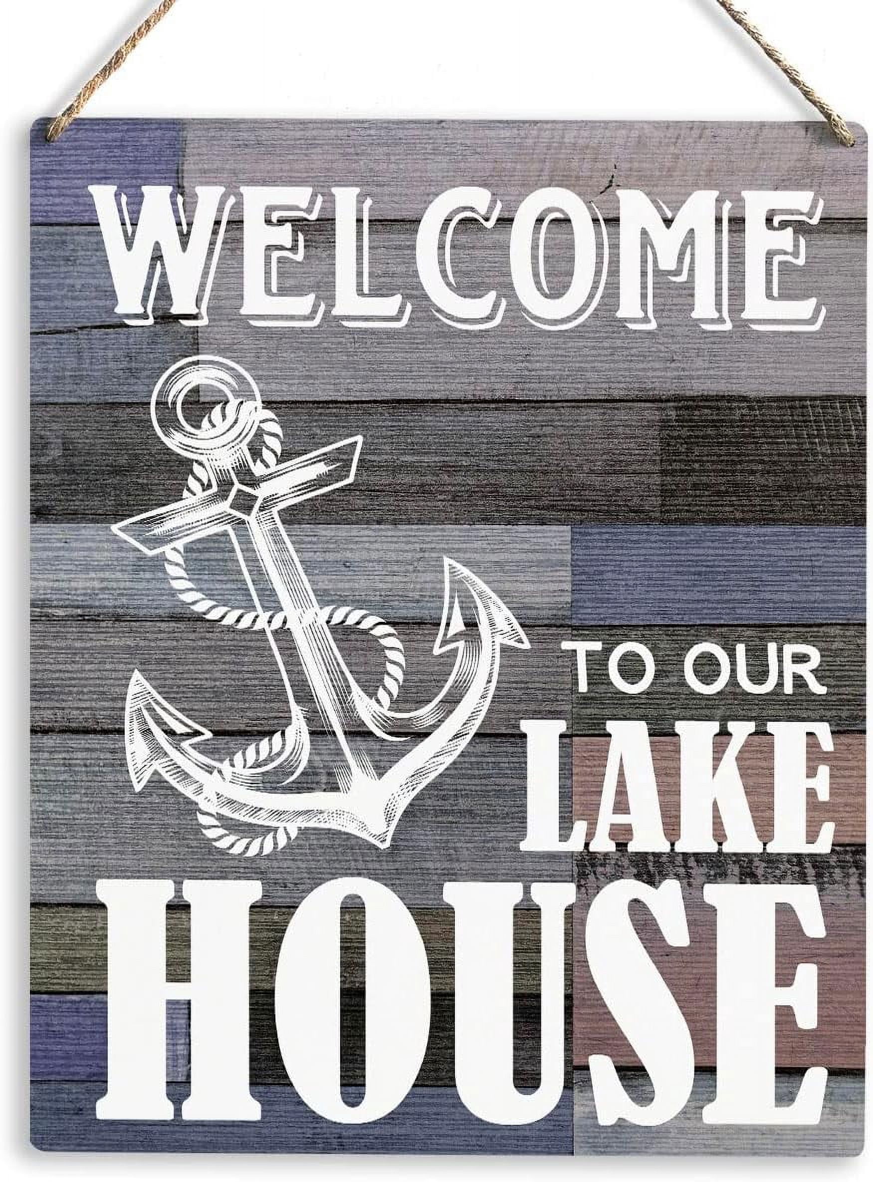 Lake Artwork Wood Sign Rustic Farmhouse Style Welcome to Our Lake ...
